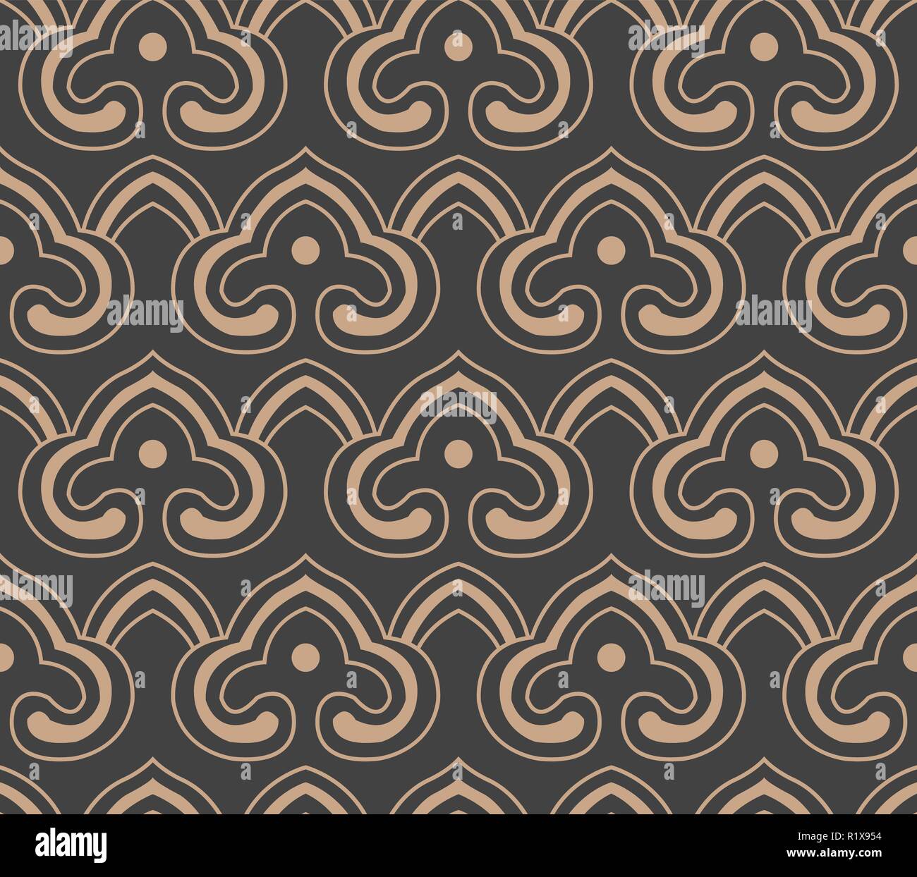 Vector damask seamless retro pattern background oriental curve cross ...