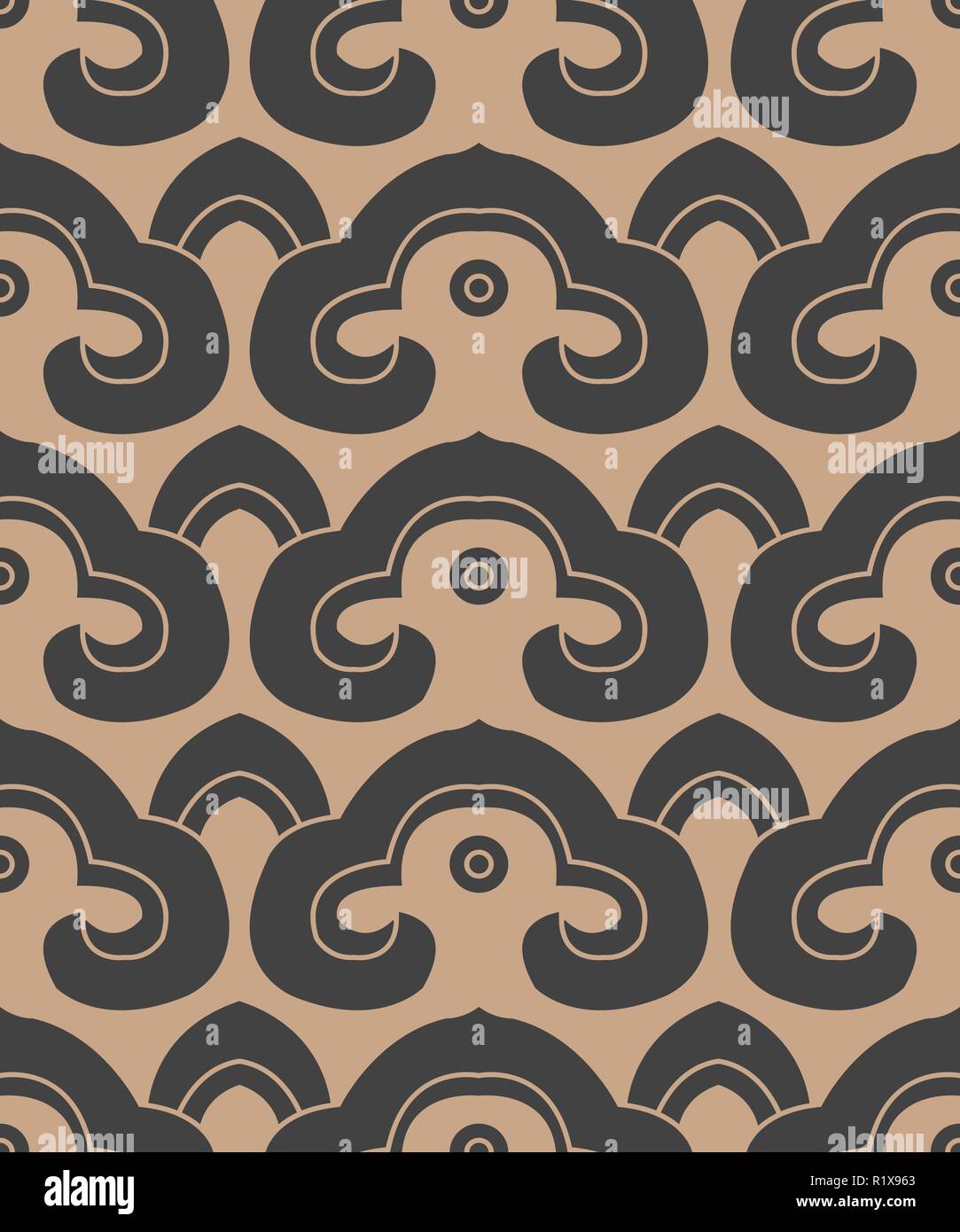 Vector damask seamless retro pattern background oriental spiral curve ...