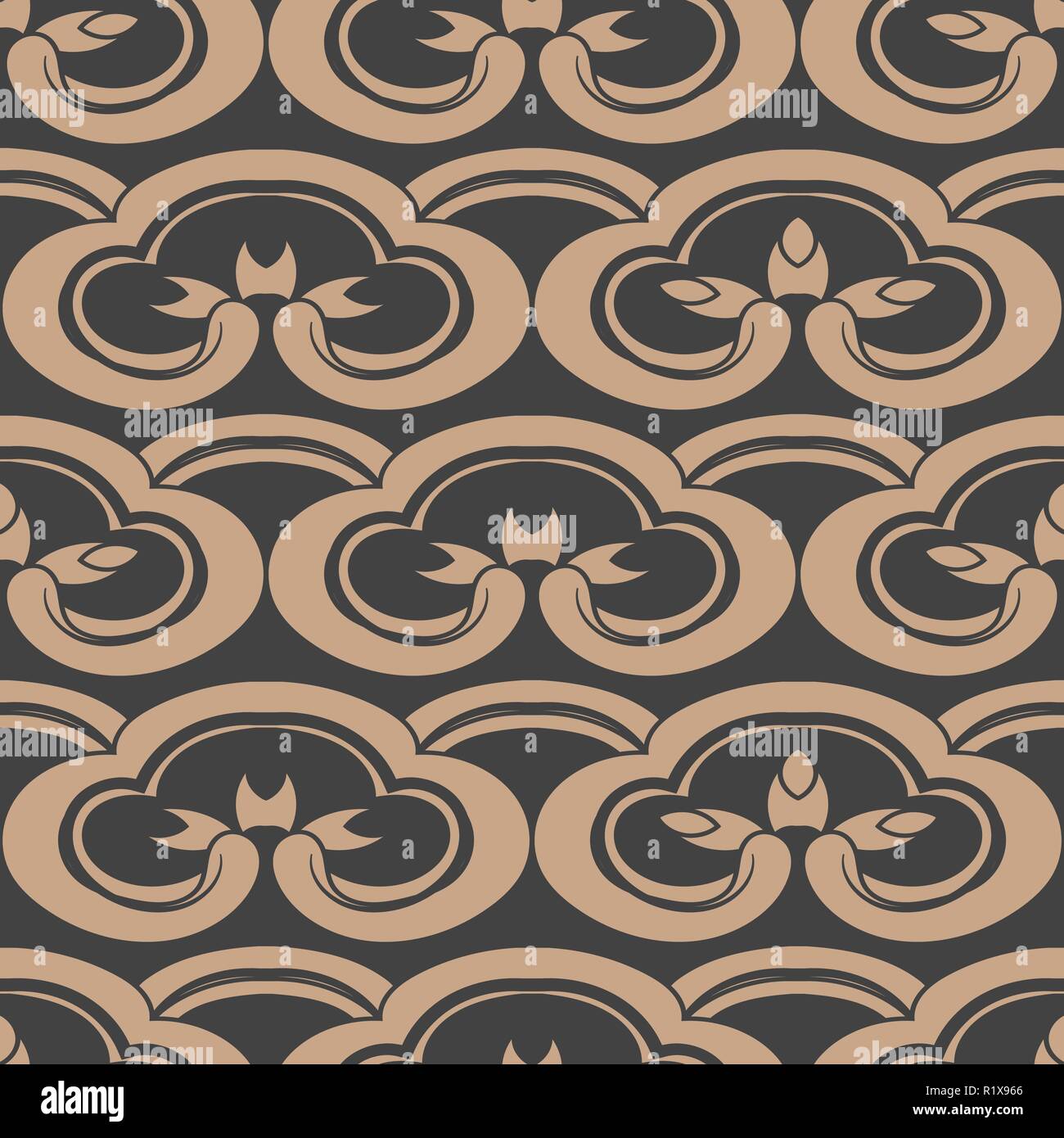 Vector damask seamless retro pattern background oriental spiral curve ...