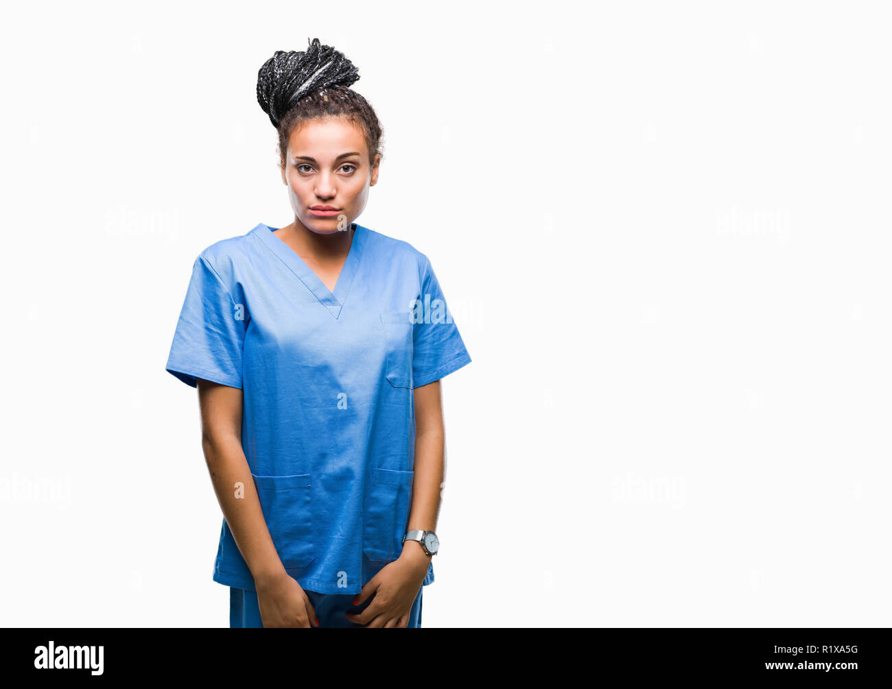 Young braided hair african american girl professional nurse over ...