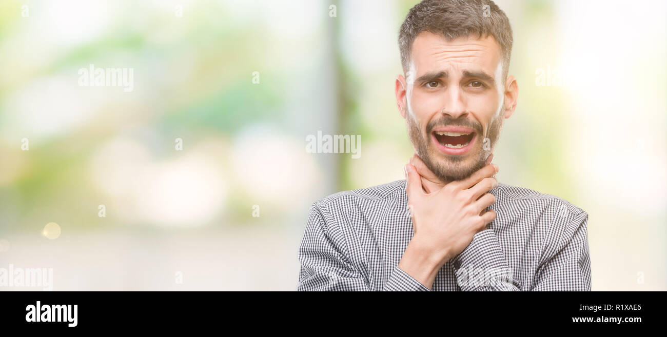 Man choking hand face hi-res stock photography and images - Alamy