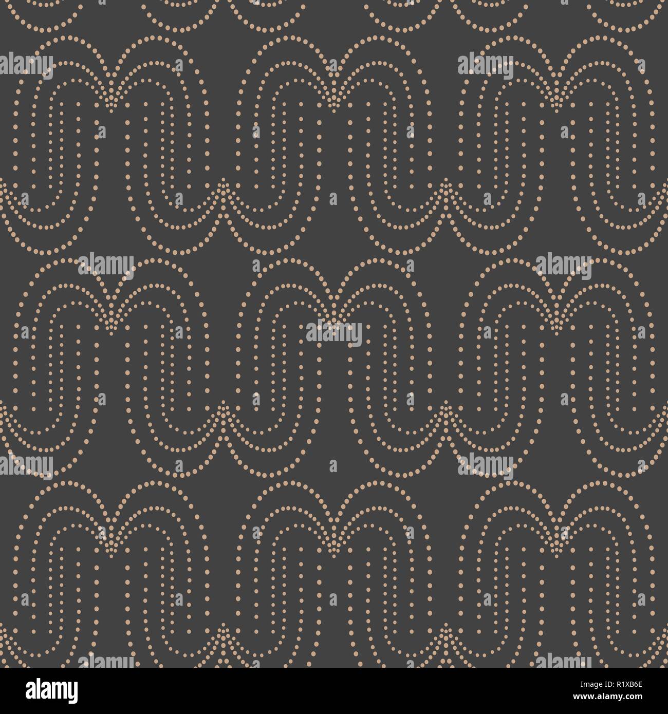 Vector damask seamless retro pattern background curve cross dot line ...