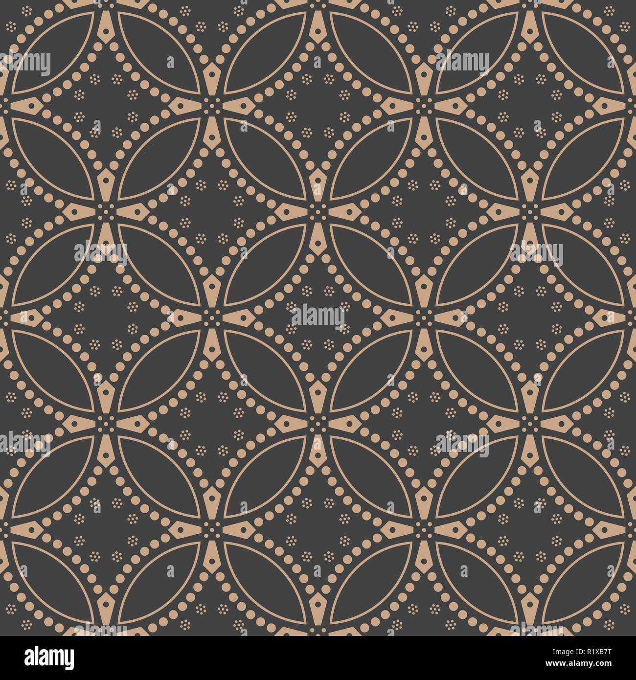 Vector damask seamless retro pattern background round curve cross frame ...