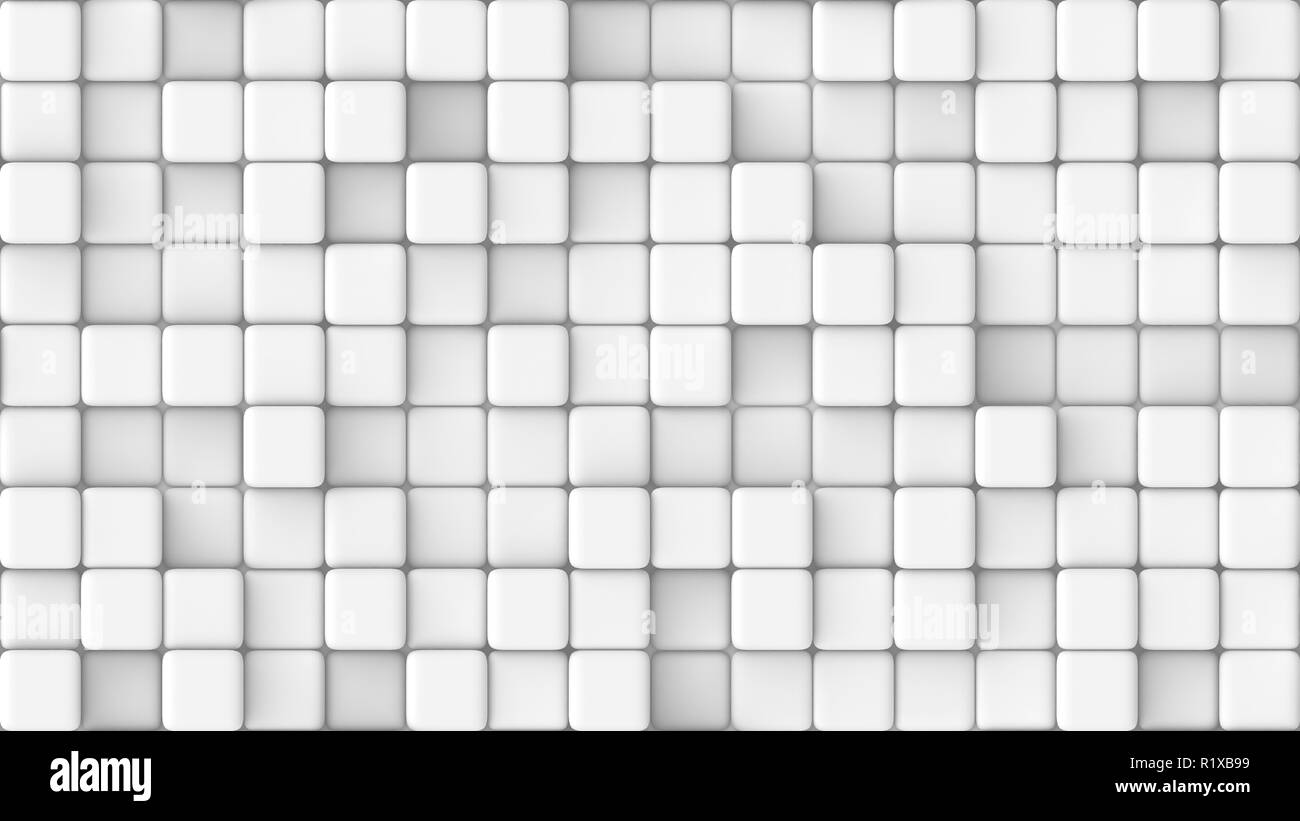 3d rendered texture of rounded cubes at different heights on a white ...