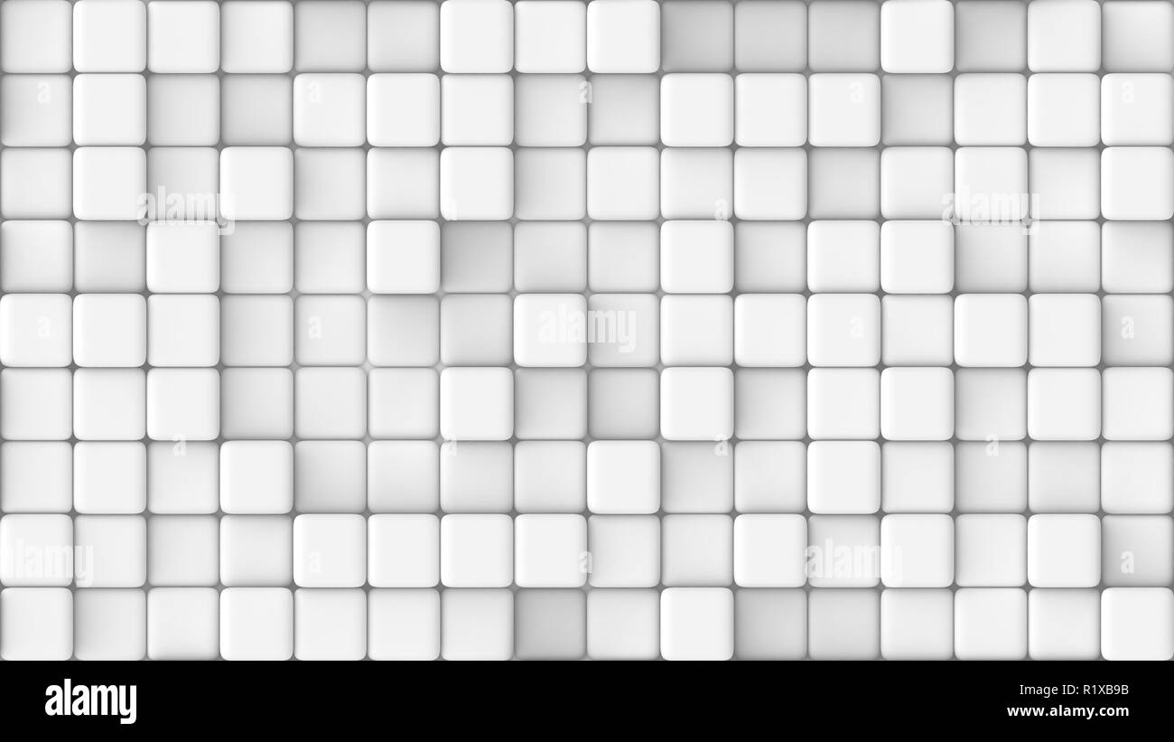 3d rendered texture of rounded cubes at different heights on a white ...