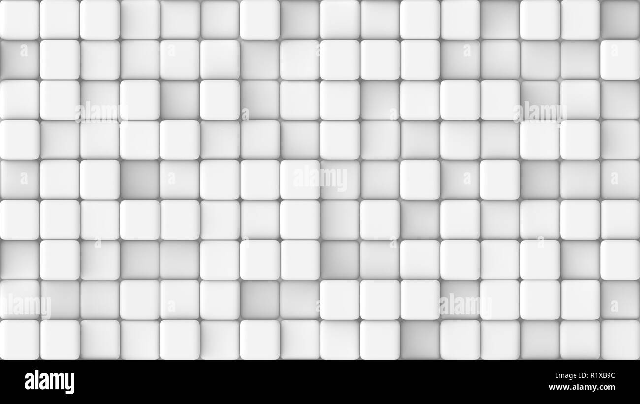 3d rendered texture of rounded cubes at different heights on a white ...