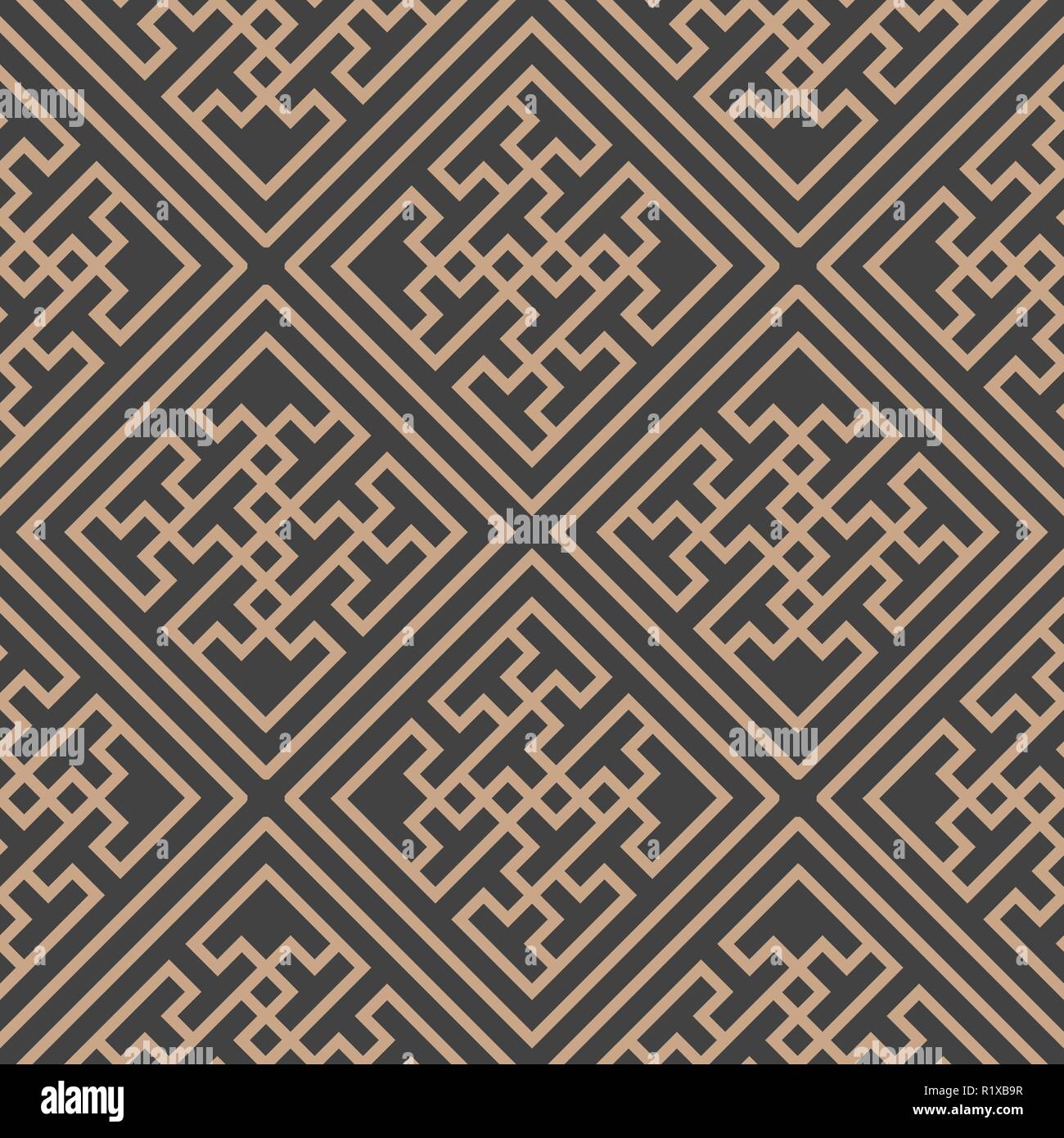 Vector damask seamless retro pattern background oriental spiral check ...