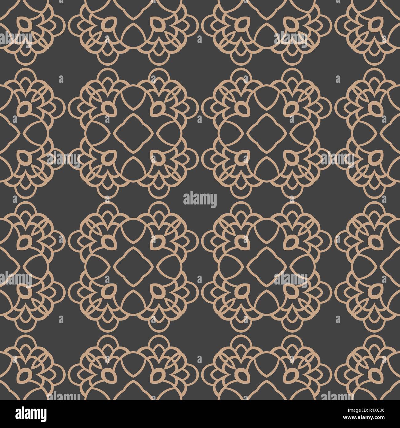 Vector damask seamless retro pattern background curve cross oriental ...