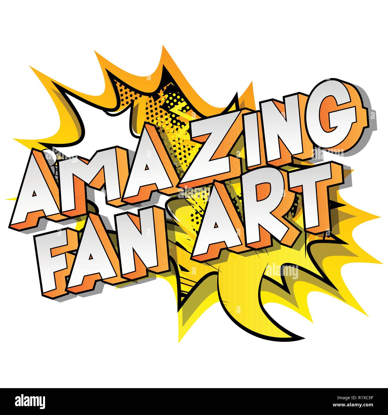 Amazing Fan Art Vector Illustrated Comic Book Style Phrase Stock