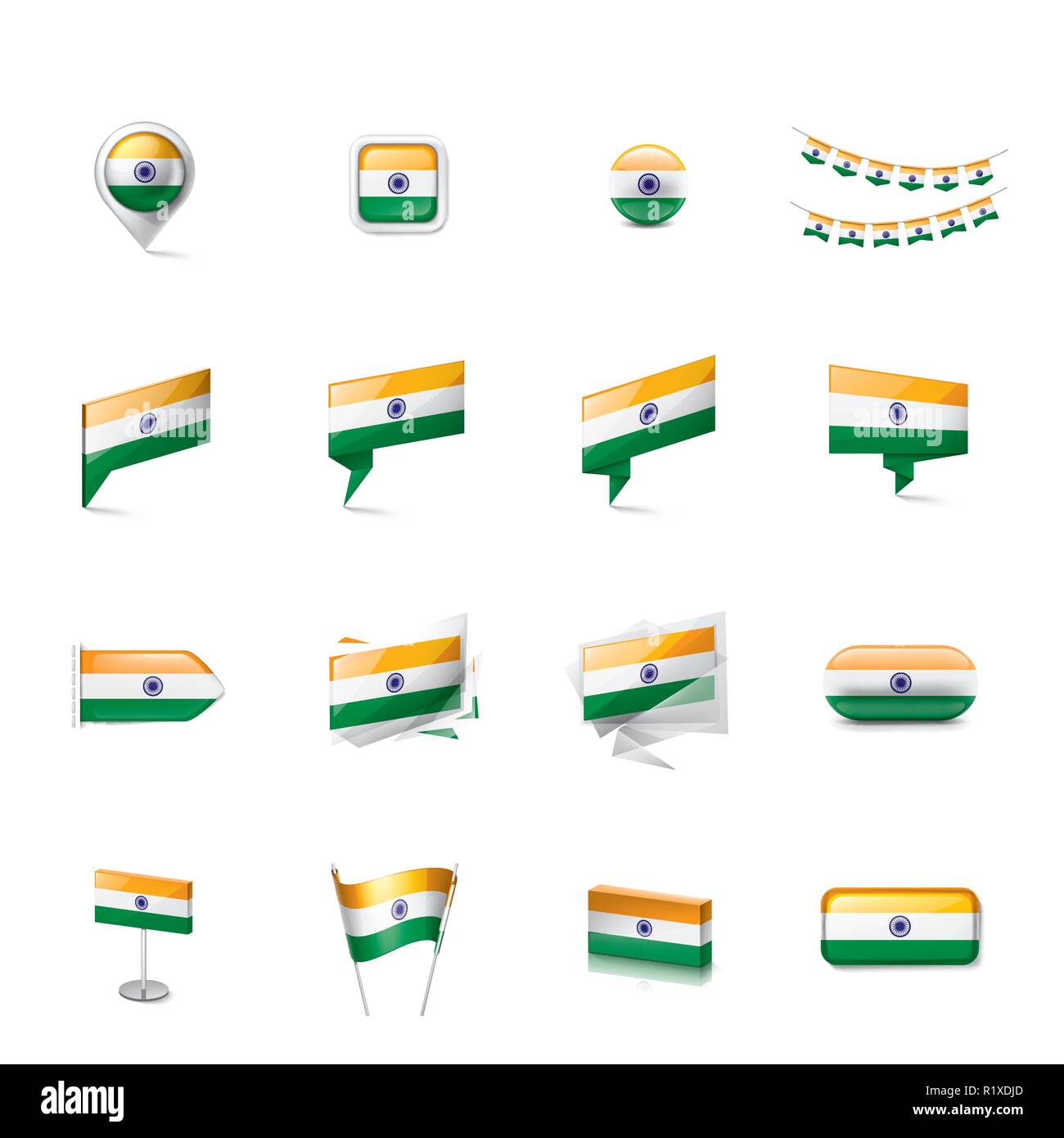 India flag, vector illustration on a white background Stock Vector ...