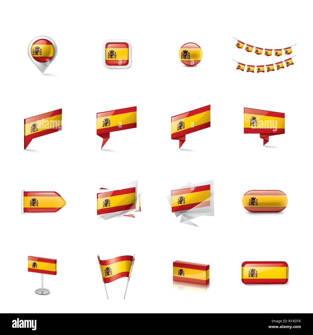 3d realistic flag spain Cut Out Stock Images & Pictures - Alamy