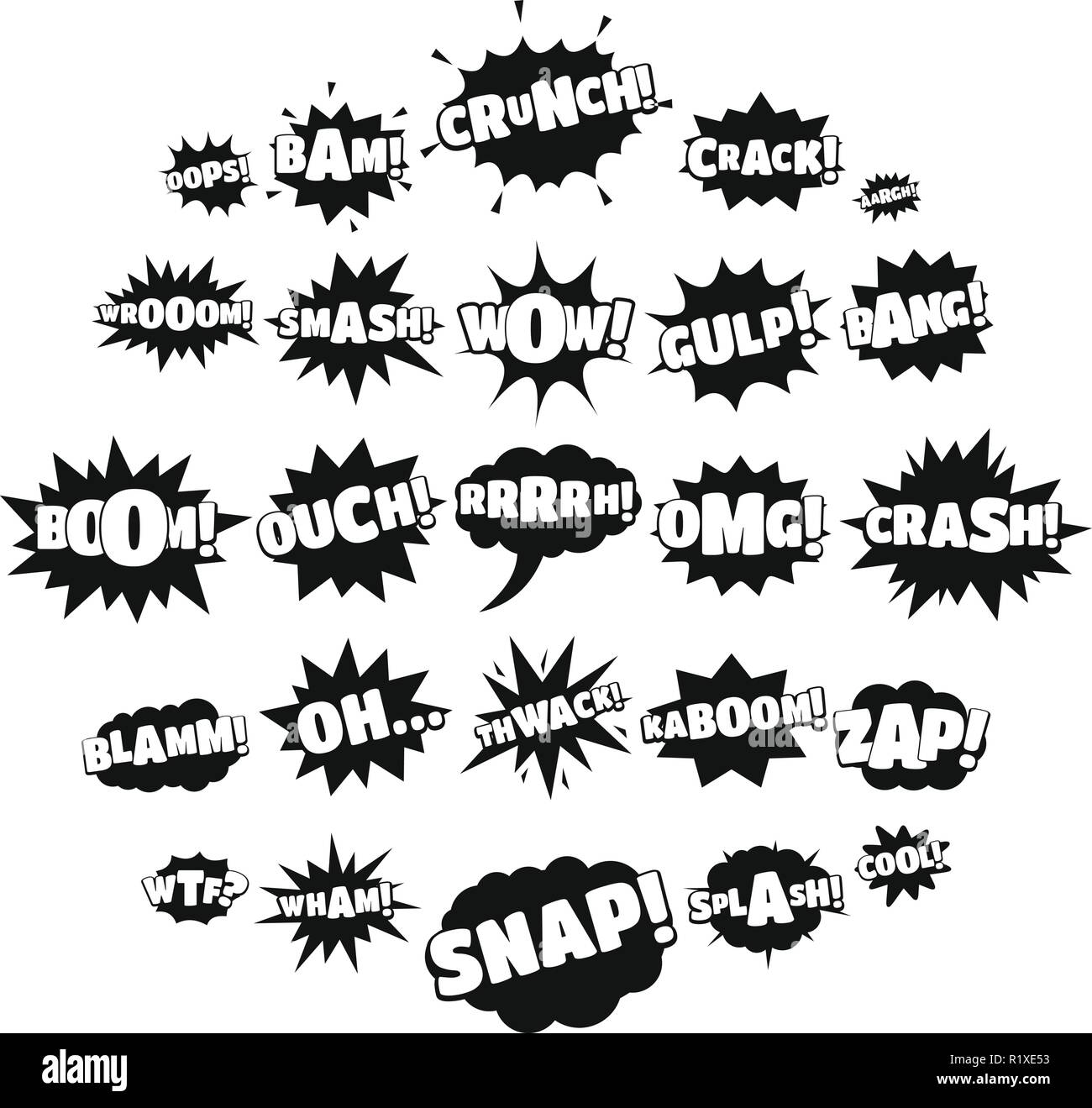 Comic bubble sound icons set. Simple illustration of 25 comic bubble ...