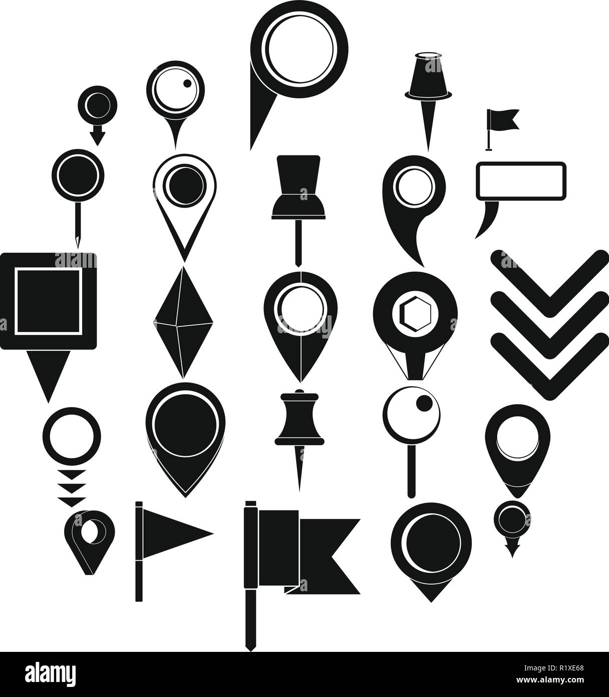 Map pointer icons set. Simple illustration of 25 map pointer vector icons for web Stock Vector ...
