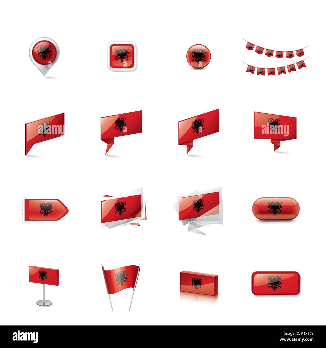 Albania flag, vector illustration on a white background Stock Vector ...