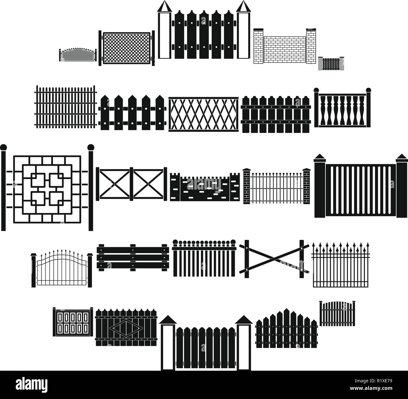 Fence icons set. Simple illustration of 25 fence vector icons for web ...