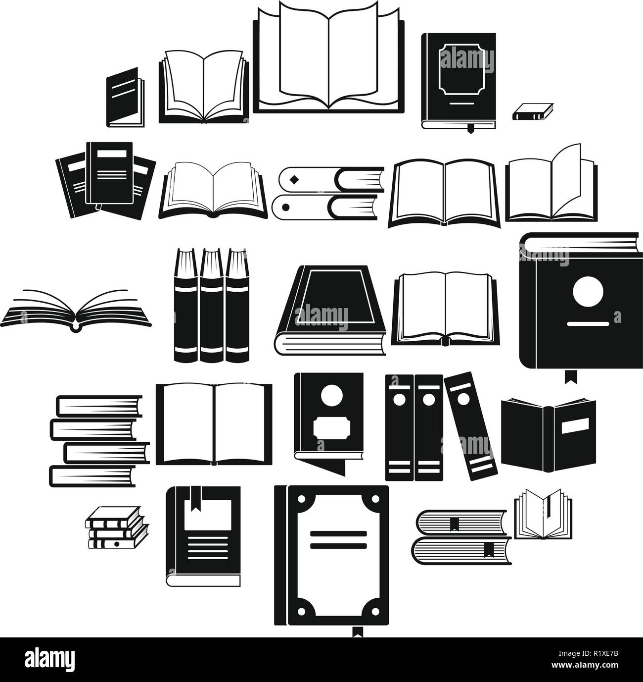 Book icons set. Simple illustration of 25 book vector icons for web ...
