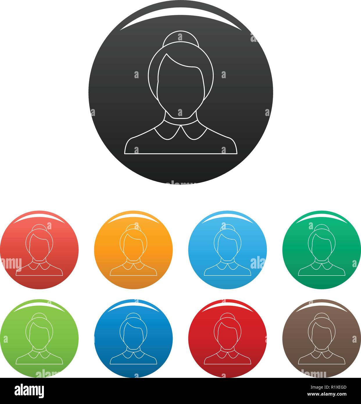 Best female avatar icons color set isolated on white background for any ...