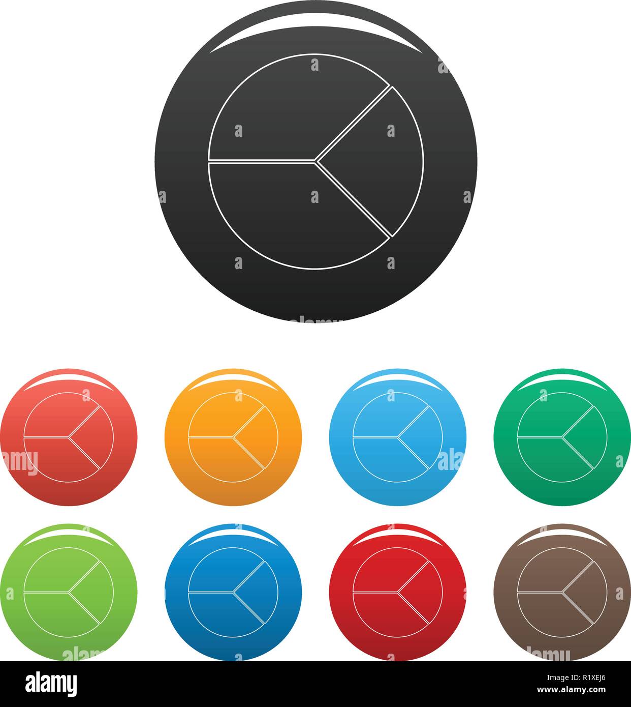 Circle graph icons color set isolated on white background for any web ...