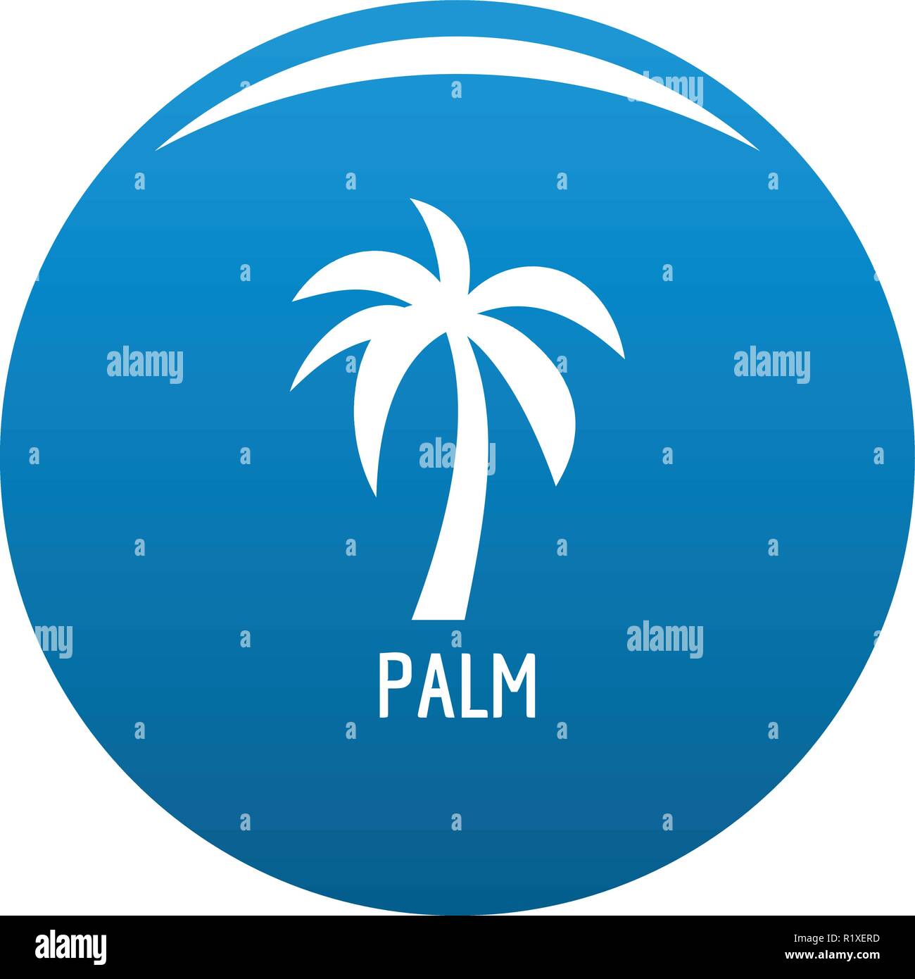 Palm tree icon vector blue circle isolated on white background Stock ...