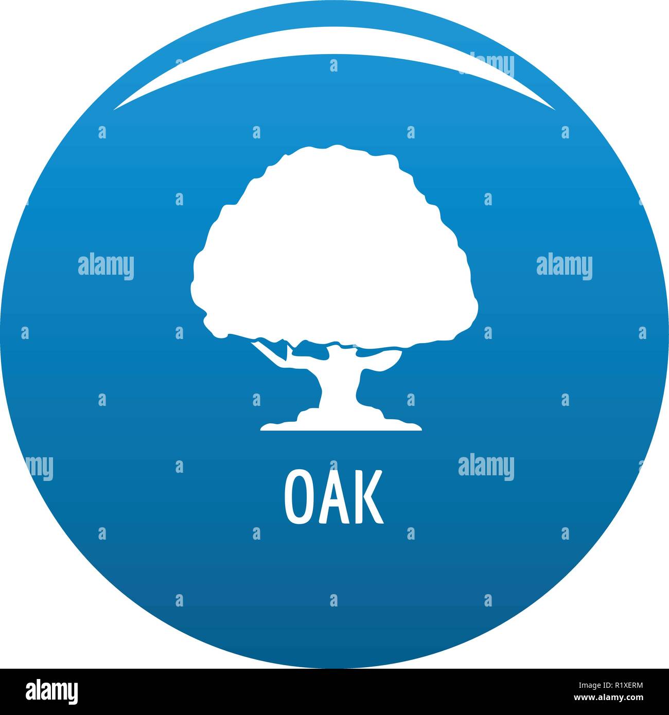 Oak tree icon vector blue circle isolated on white background Stock ...