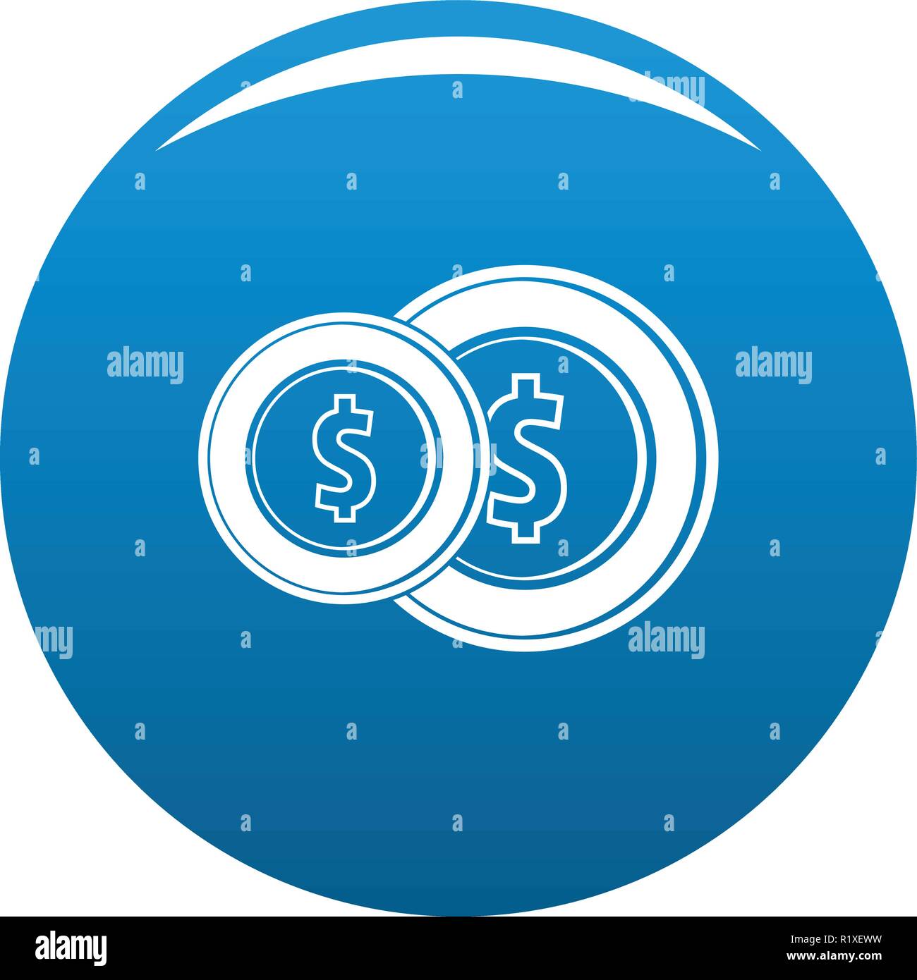 Coin icon vector blue circle isolated on white background Stock Vector ...