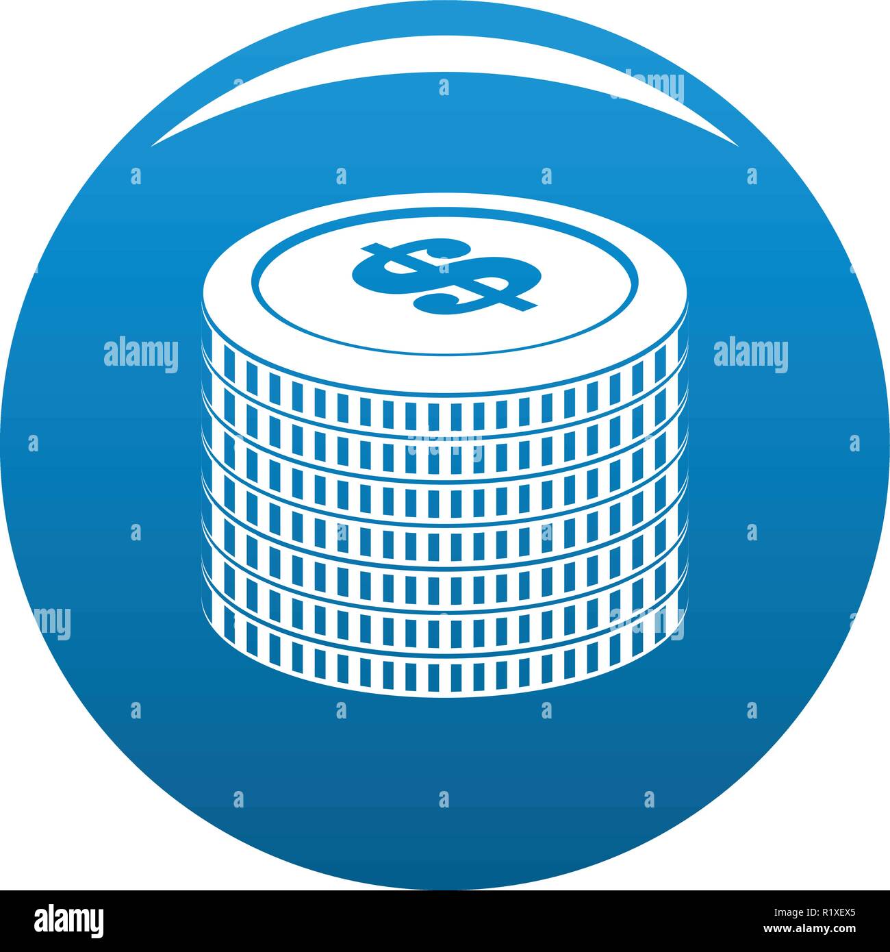 Investment coin icon vector blue circle isolated on white background ...