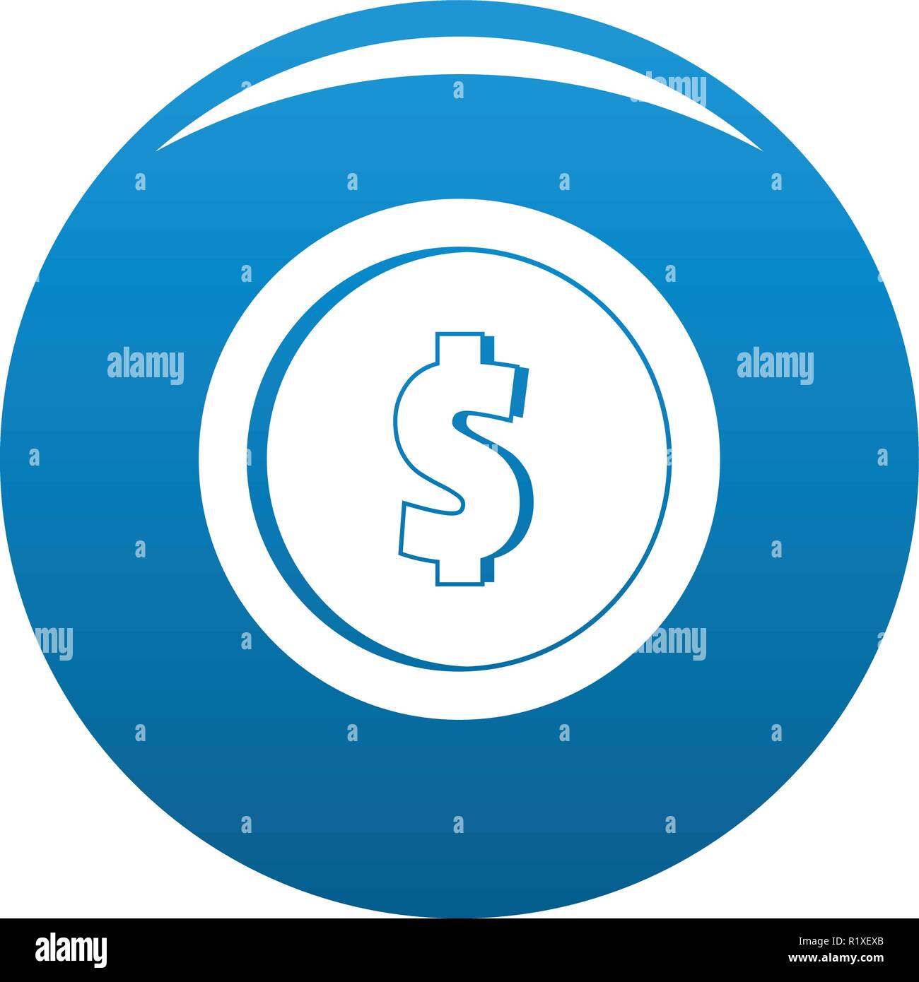 Design coin icon vector blue circle isolated on white background Stock ...