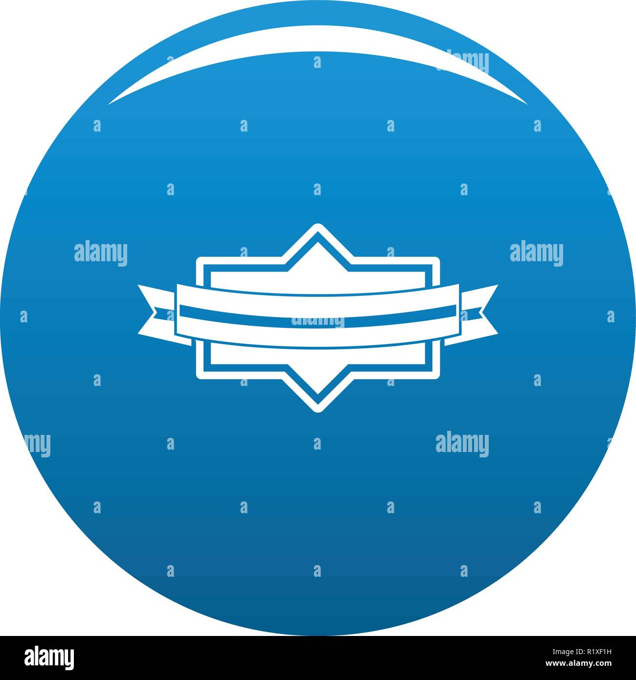 Badge ribbon icon vector blue circle isolated on white background Stock ...
