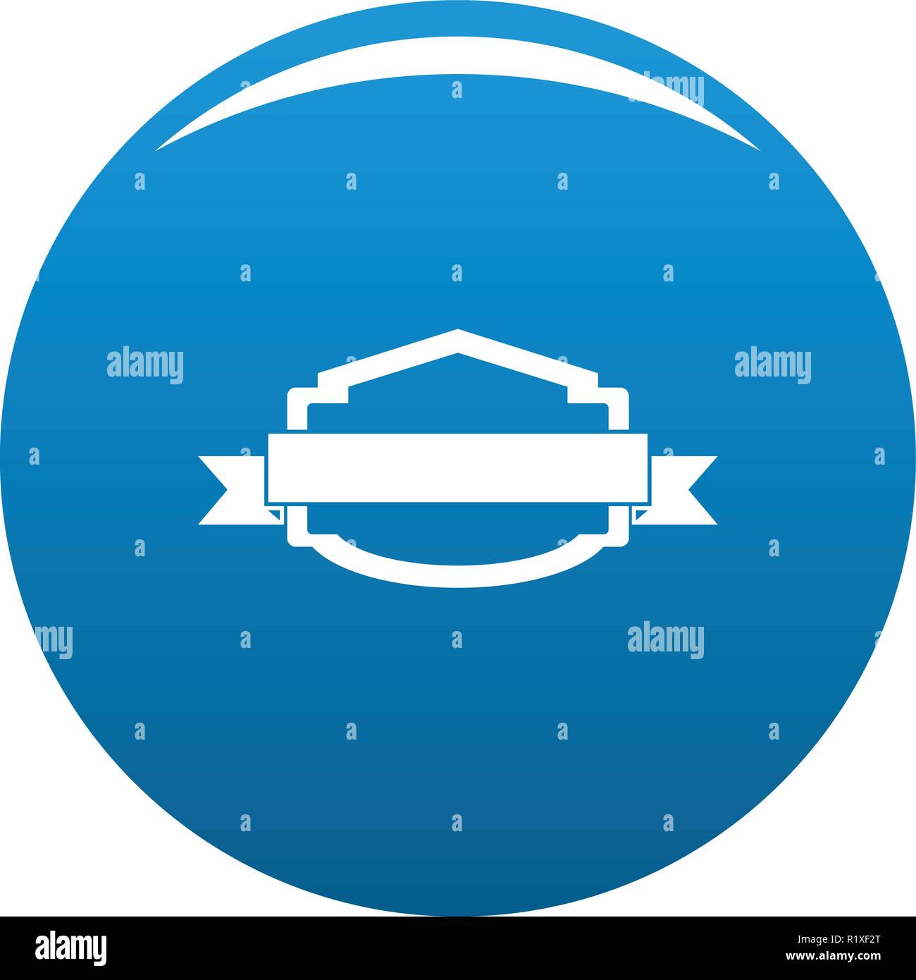 Badge banner icon vector blue circle isolated on white background Stock ...