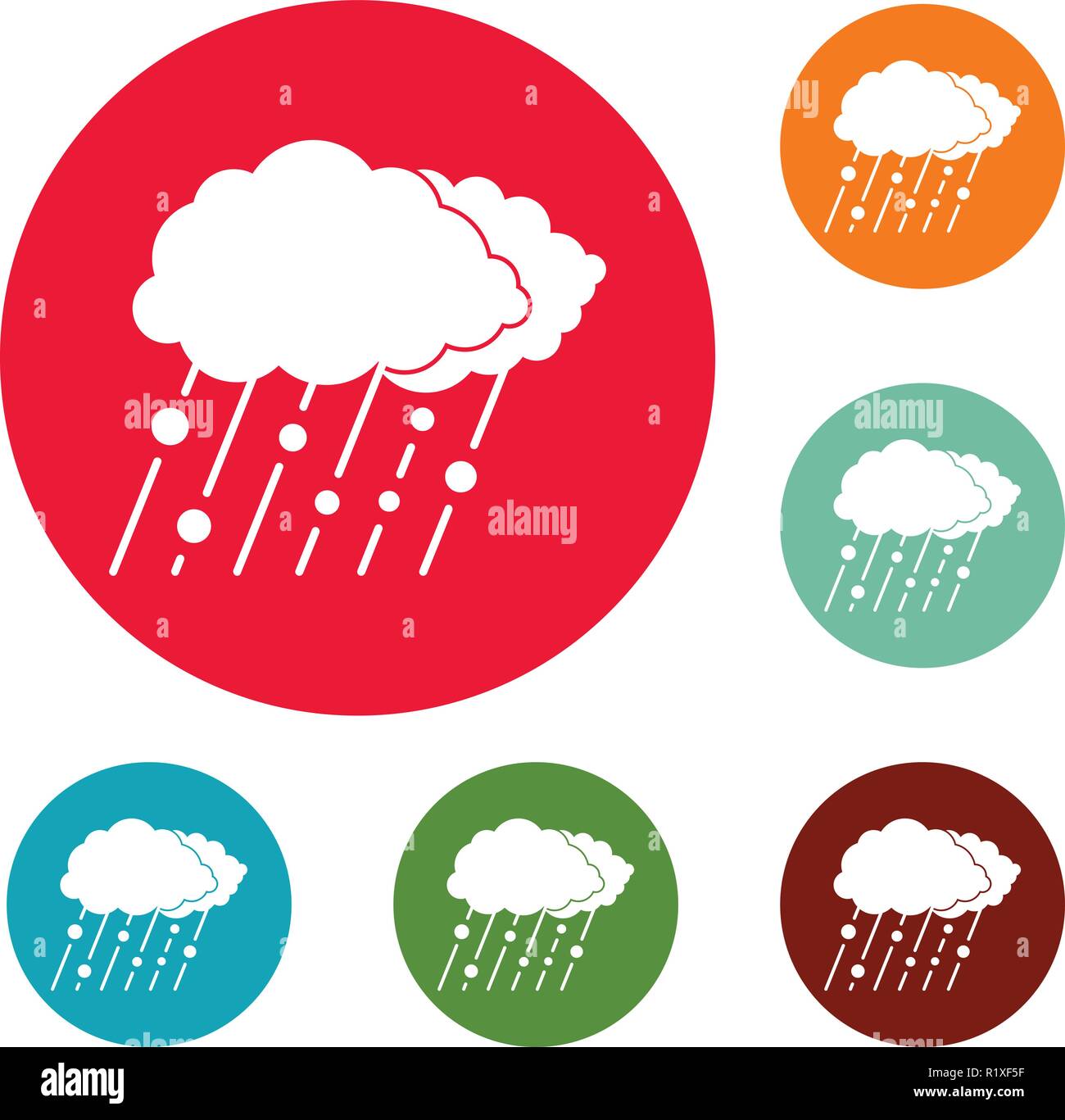 Cloud rain snow icons circle set vector isolated on white background ...