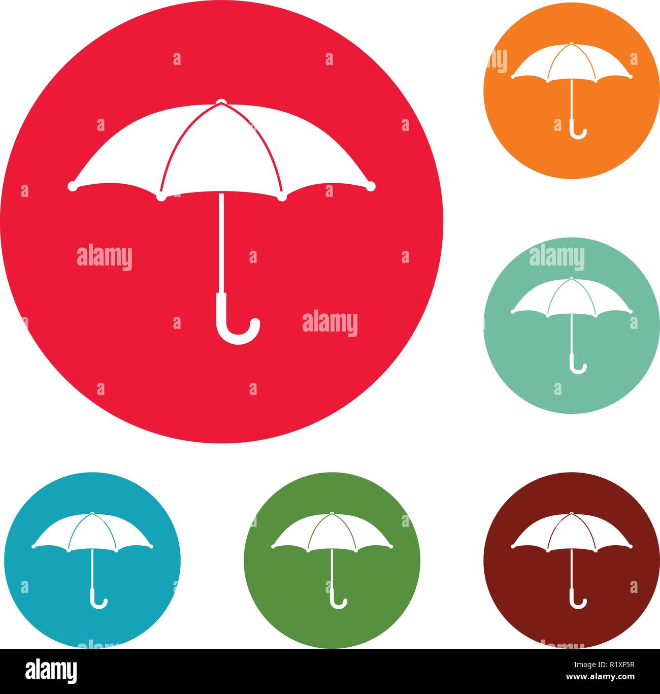 Umbrella icons circle set vector isolated on white background Stock ...