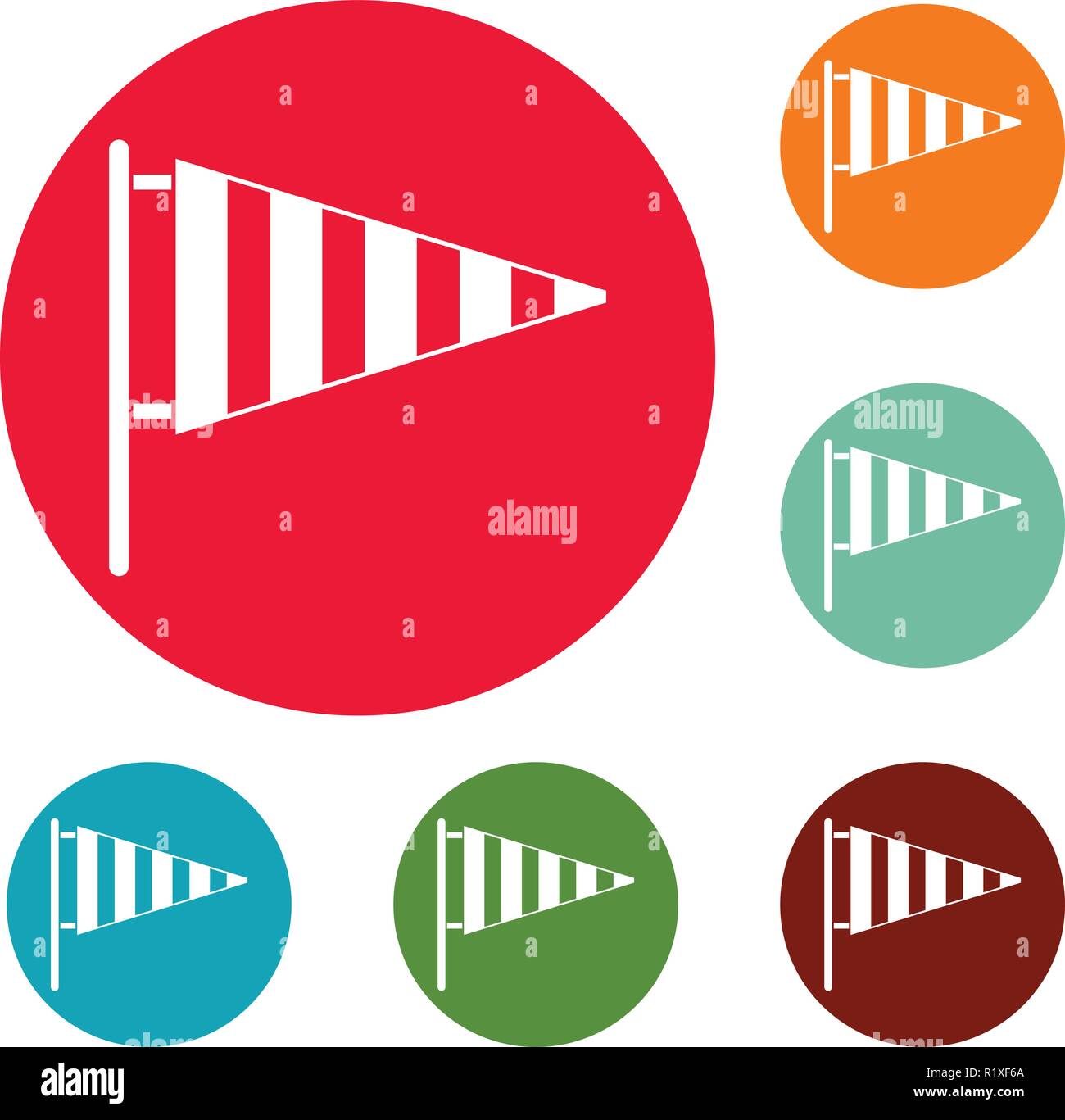 Meteorology windsock icons circle set vector isolated on white ...