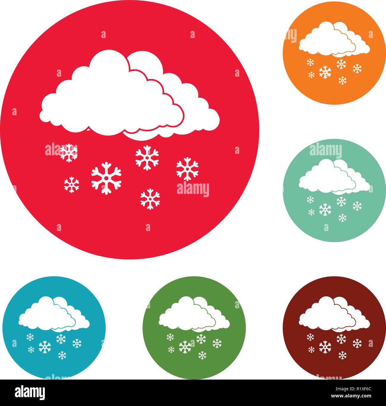 Snow cloud holiday icons circle set vector isolated on white background ...