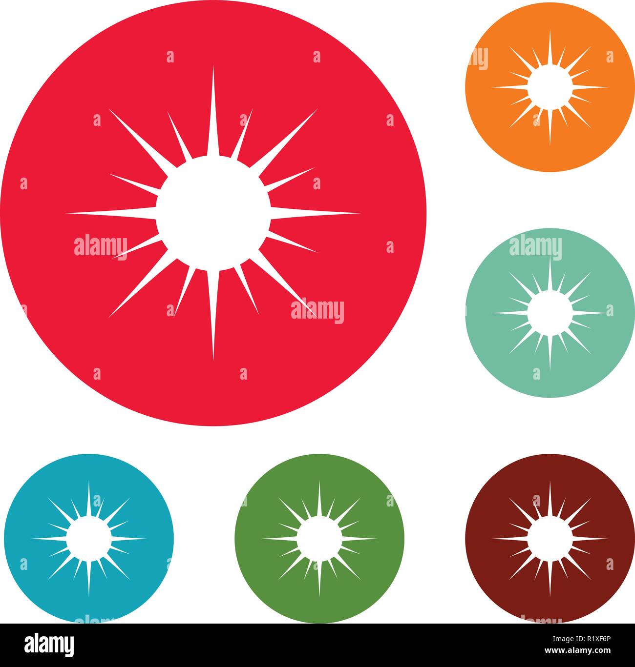 Sun icons circle set vector isolated on white background Stock Vector ...
