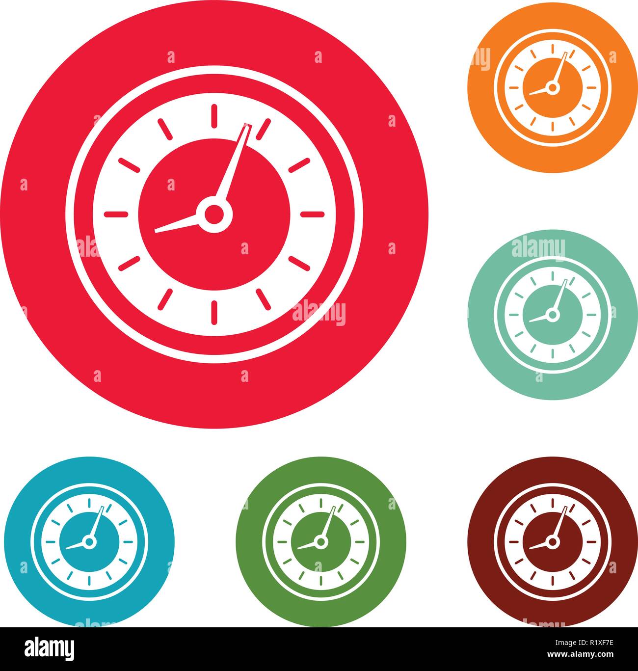 Clock icons circle set vector isolated on white background Stock Vector ...