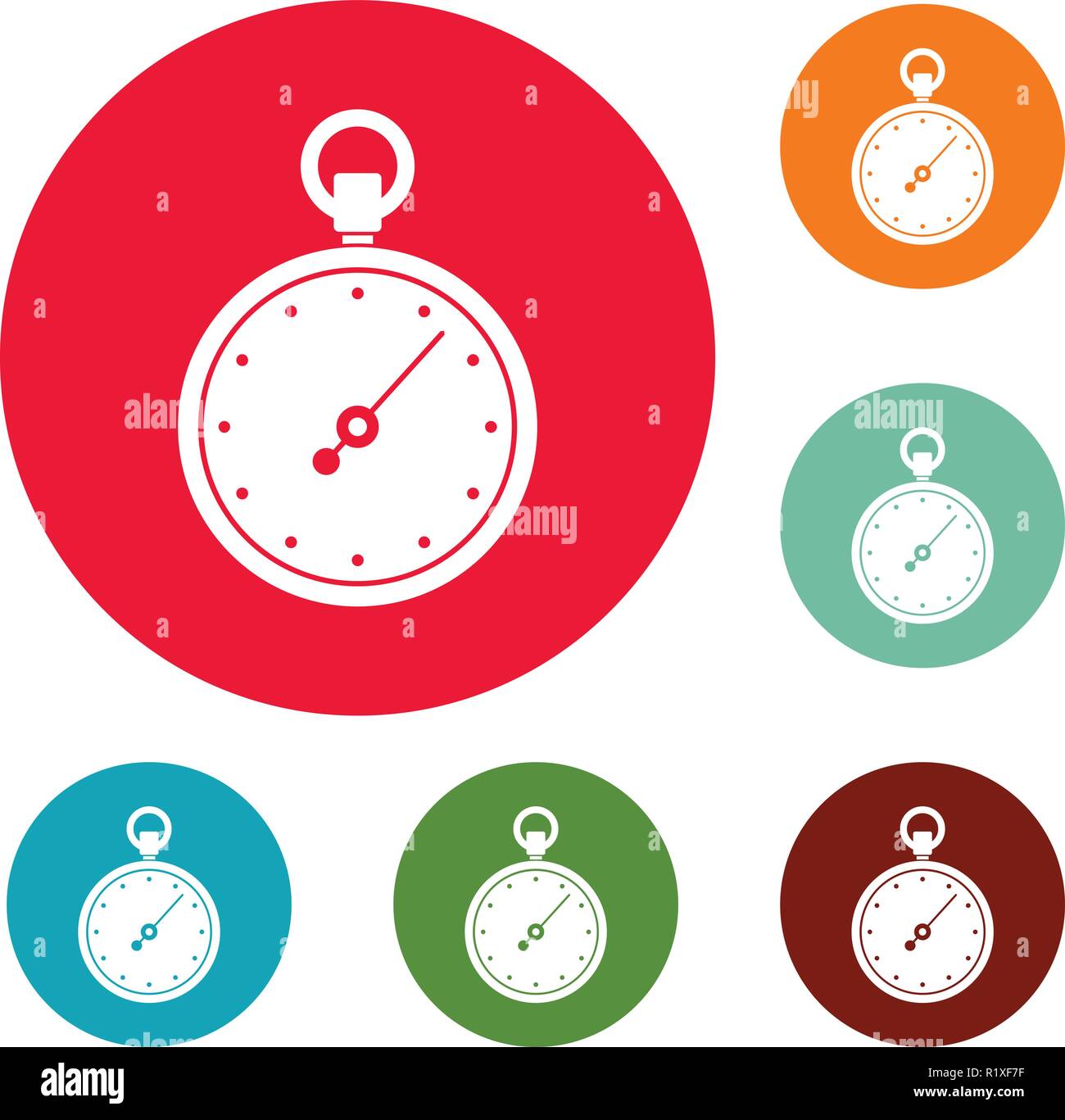 Stopwatch icons circle set vector isolated on white background Stock ...