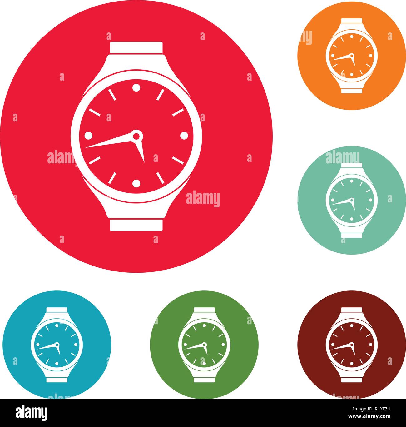 Wristwatch round icons circle set vector isolated on white background ...