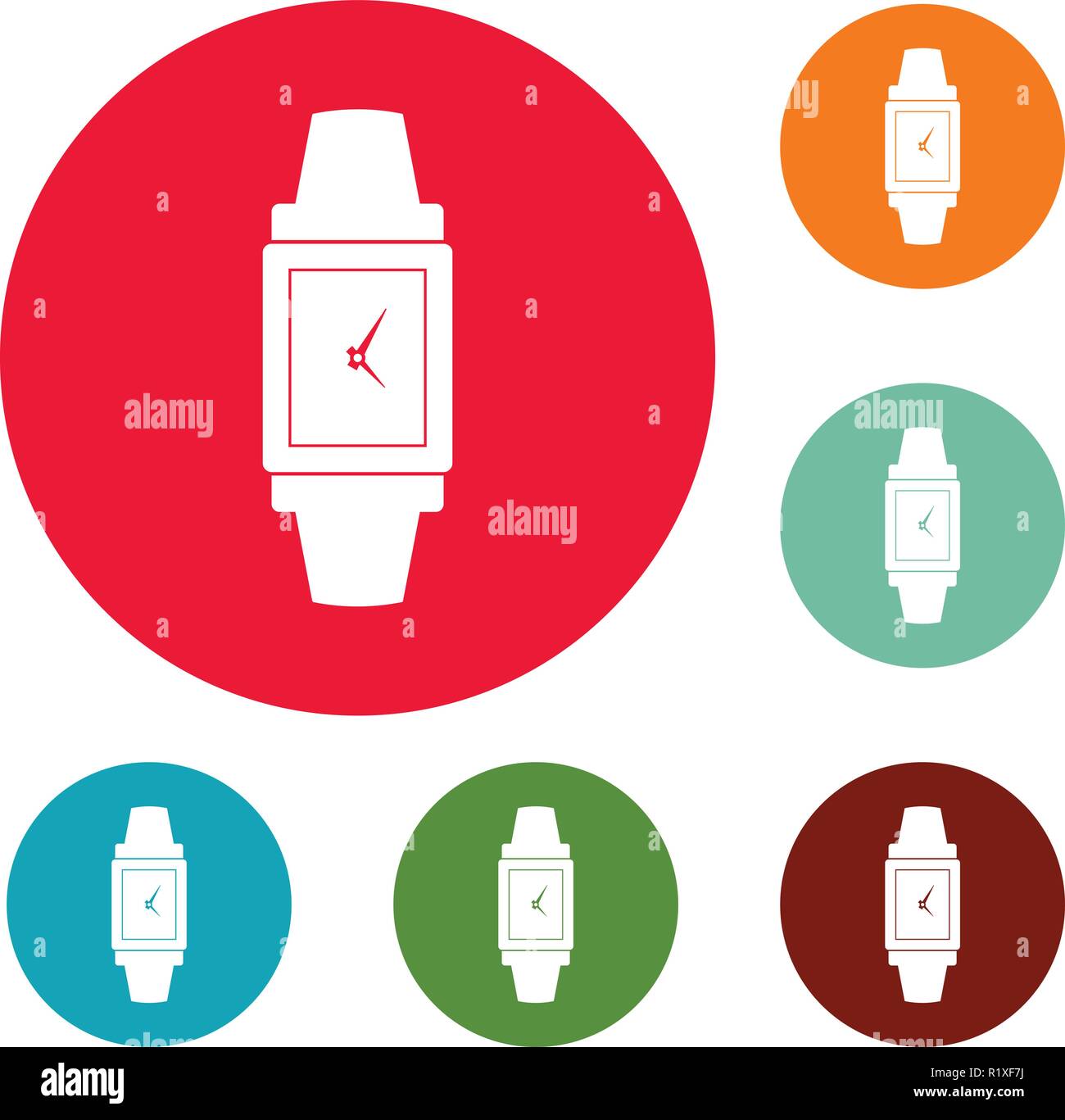 Wristwatch wood icons circle set vector isolated on white background ...