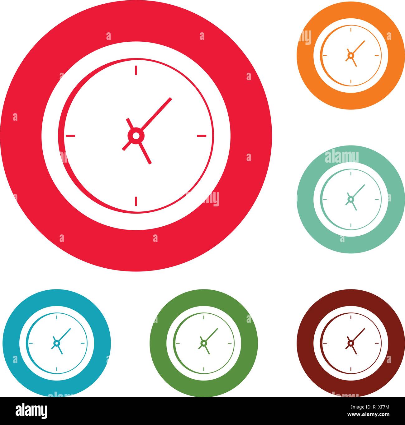 Clock minimal icons circle set vector isolated on white background ...
