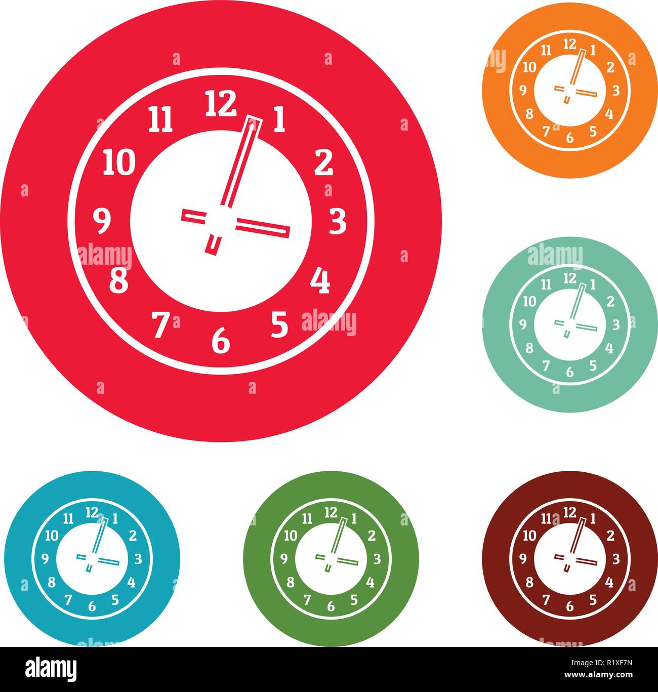 Clock concept icons circle set vector isolated on white background ...