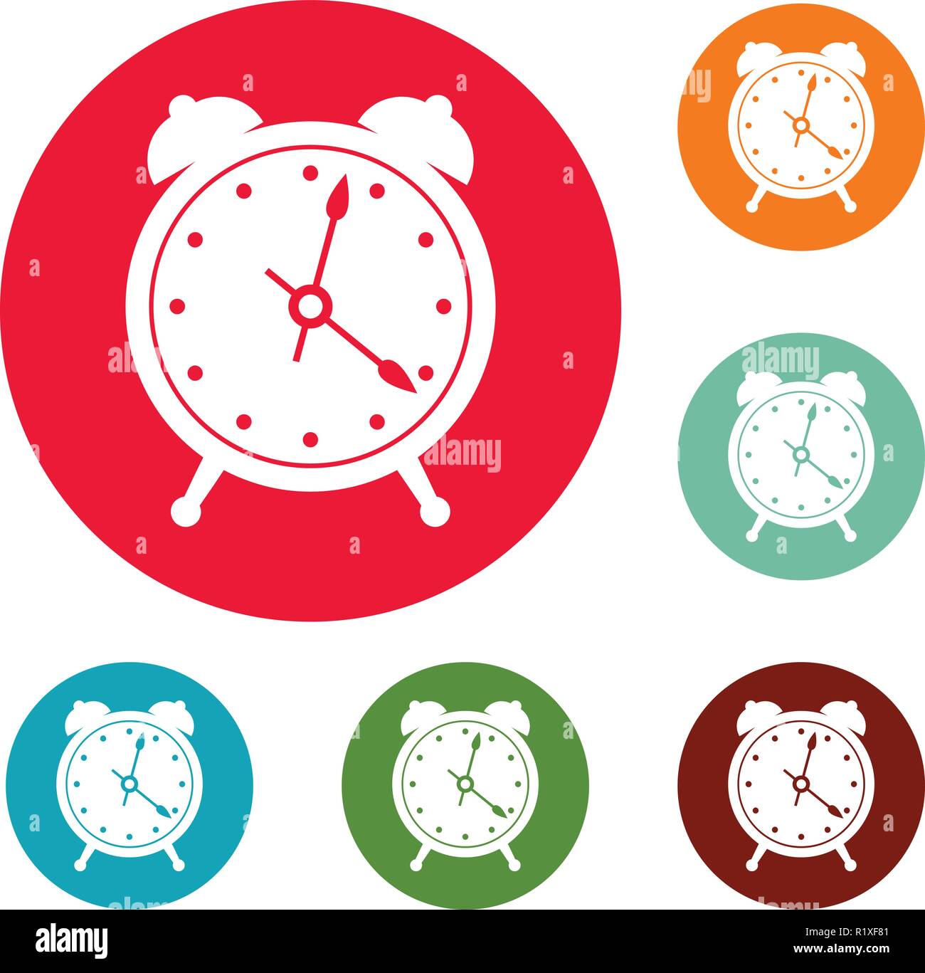 Alarm clock icons circle set vector isolated on white background Stock ...