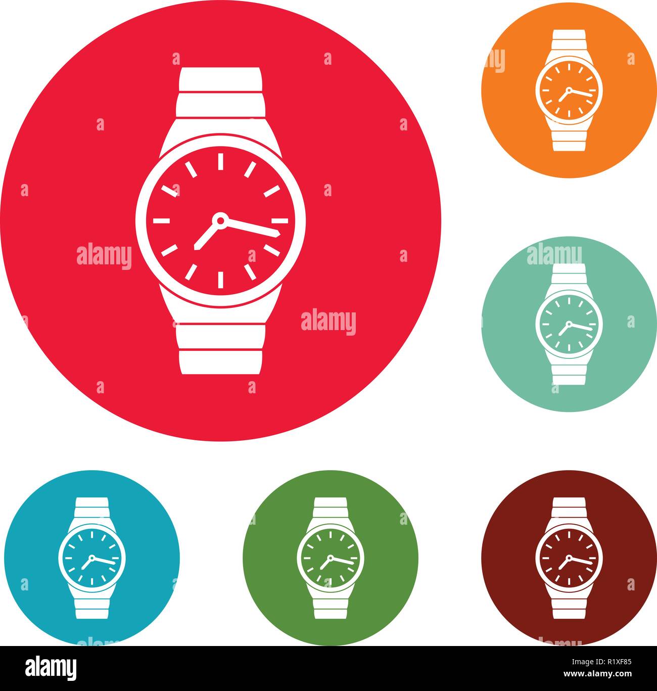 Wristwatch man icons circle set vector isolated on white background ...
