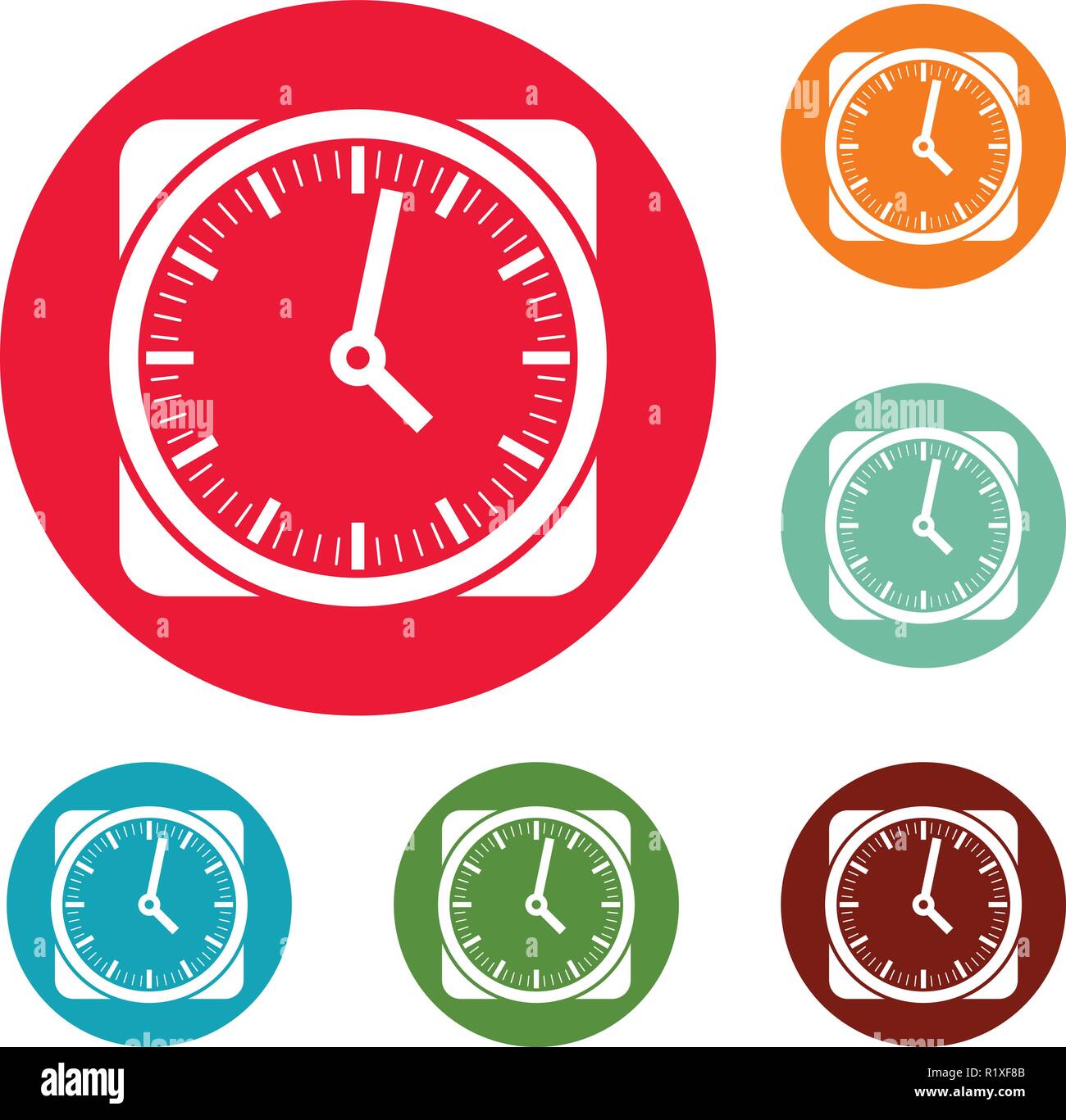 Clock retro icons circle set vector isolated on white background Stock ...
