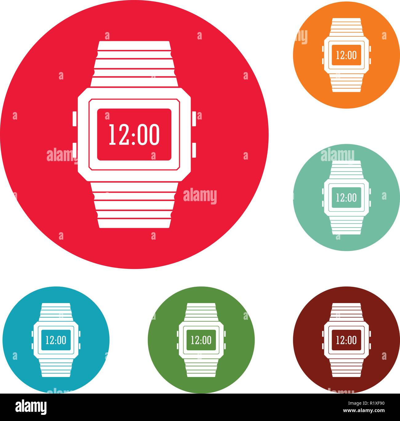 Wristwatch icons circle set vector isolated on white background Stock ...