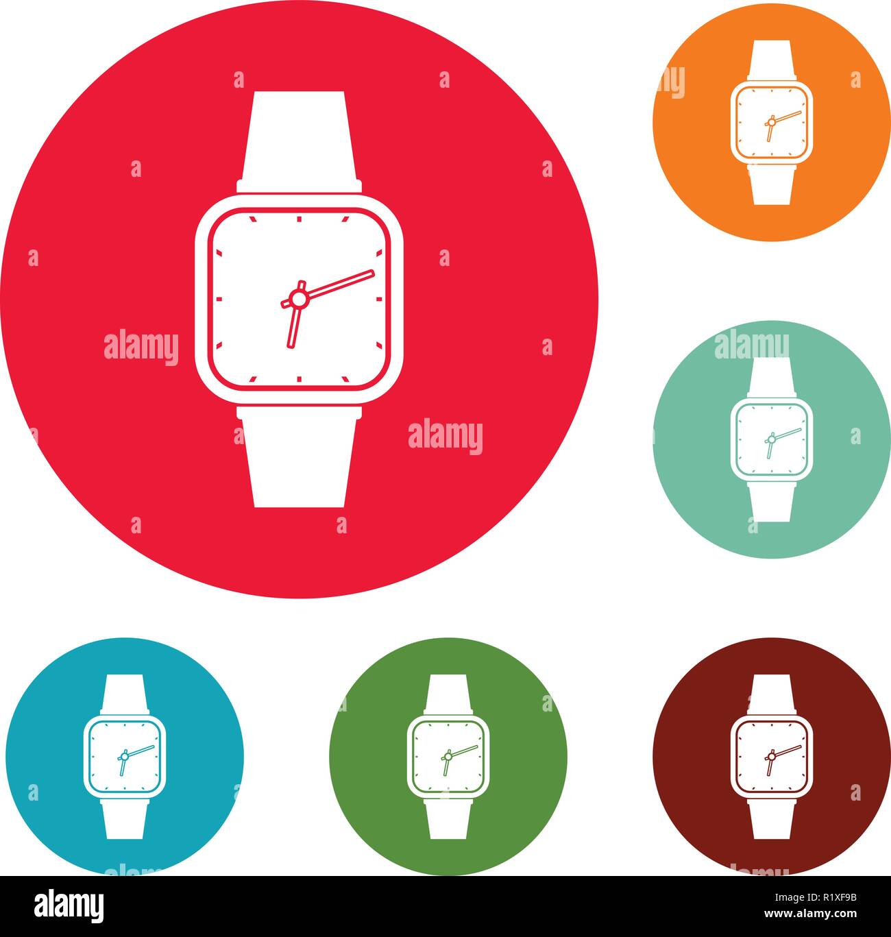 Wristwatch retro icons circle set vector isolated on white background ...