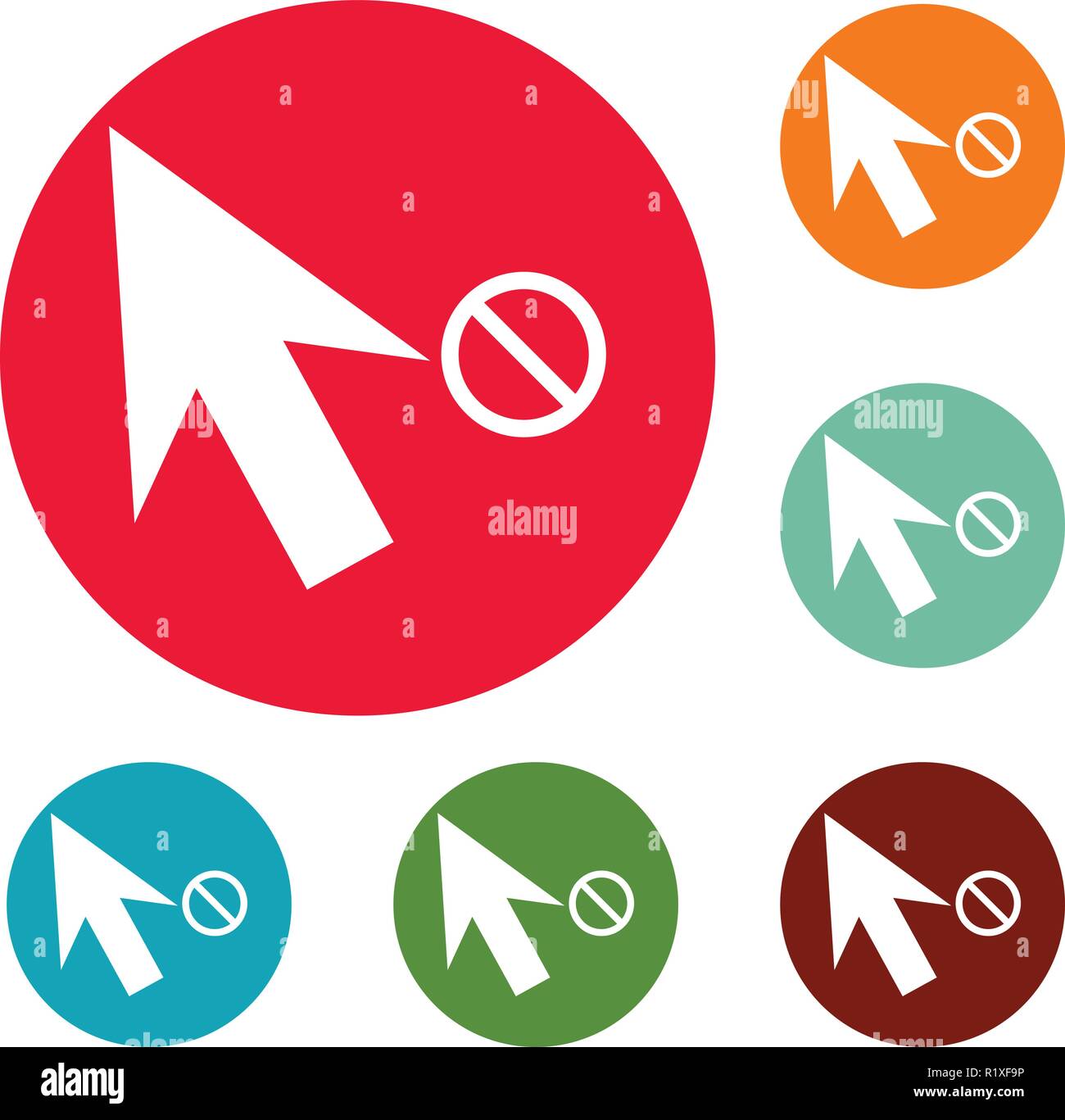 Cursor stop icons circle set vector isolated on white background Stock ...