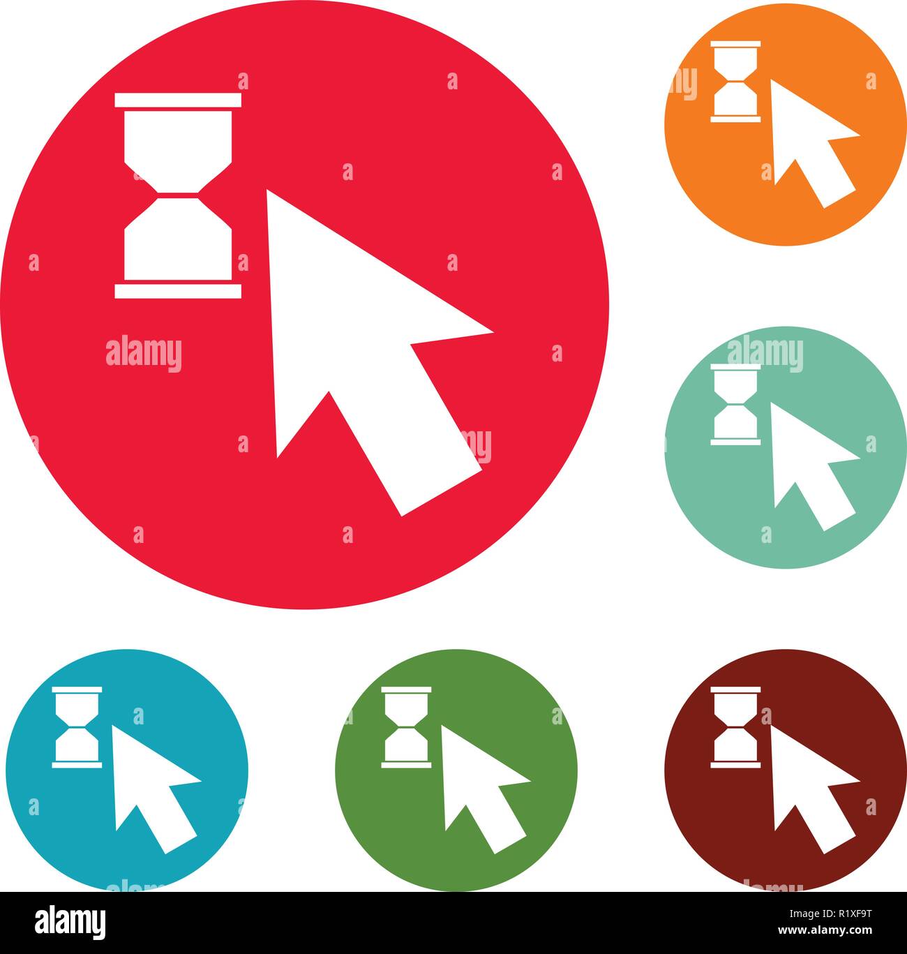 Cursor wait icons circle set vector isolated on white background Stock ...