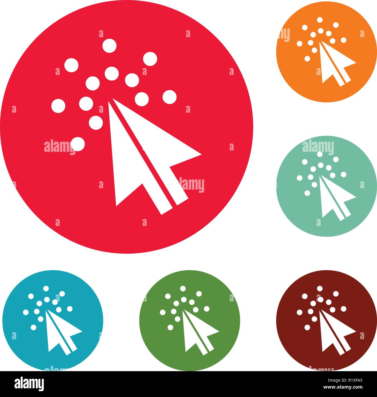 Cursor digital icons circle set vector isolated on white background ...