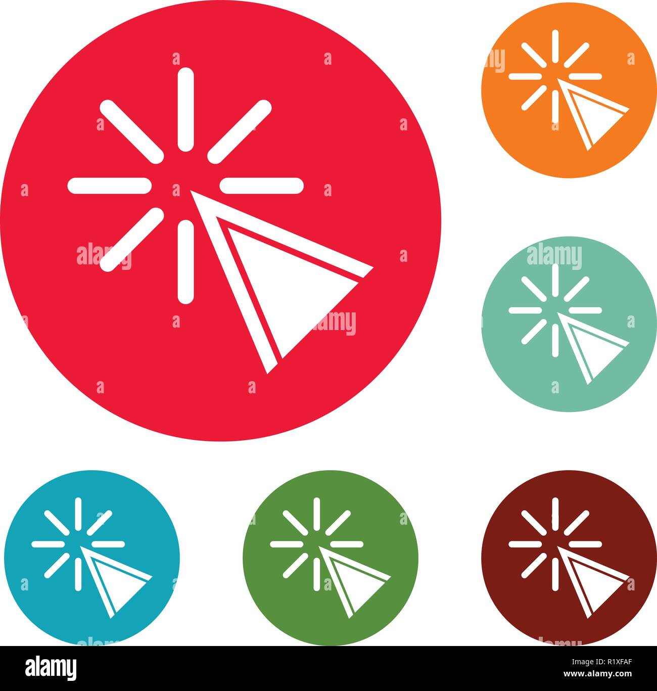 Cursor click icons circle set vector isolated on white background Stock ...