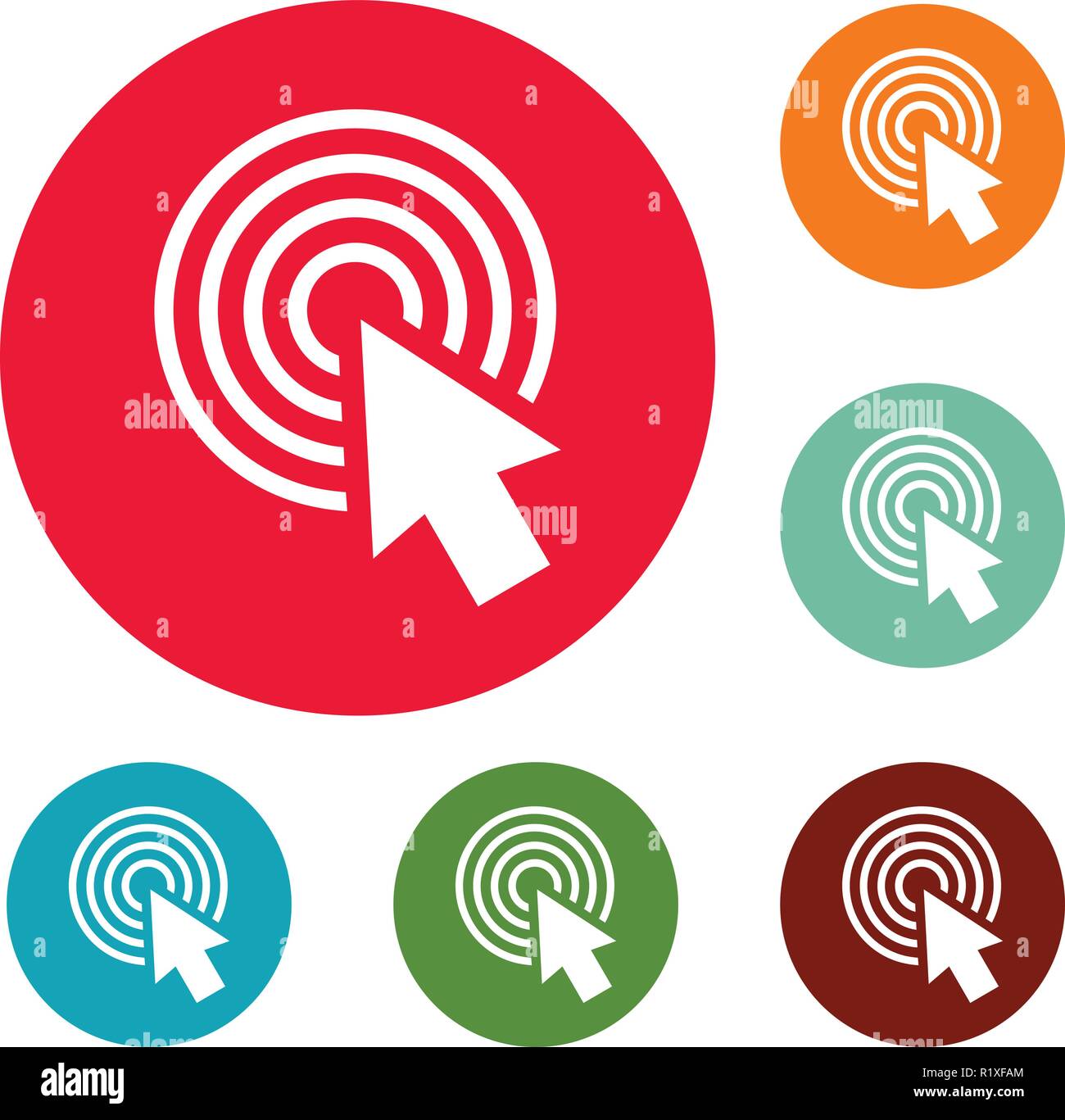 Cursor click round icons circle set vector isolated on white background Stock Vector Image & Art ...
